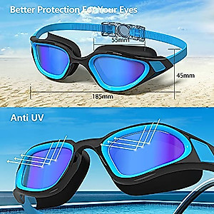 COPOZZ Swim Goggles Men Women, Polarized Swimming Goggles, UV Protection No Leaking Wide Vision