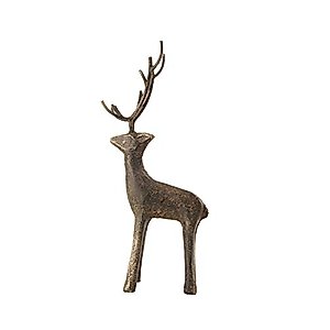 Creative Co-Op Cast Iron Standing Deer Figures and Figurines, 11.75", Black