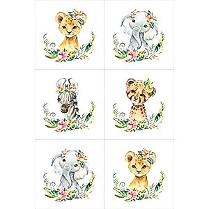 Safari Fabric Panel Set (6 Panels), Quilting Panels, Baby Quilt Panels, Cotton Baby Panels, Blanket Panel, Panel for Quilt, White