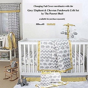 Grey Elephant Print Cotton Changing Pad Cover by The Peanut Shell