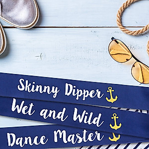 “Last Sail Before The Veil” Bachelorette Sashes | 12 Pack | 1 Bride to be Sash and 11 Bride Tribe Sashes with Fun Nautical Phrases