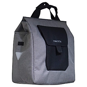 Vincita Jess Bicycle Insulated Grocery Pannier - 24 L Cooler Bike Shopping Bag for Urban Commuter with Large Capacity, Handle, Big Zipper Opening and Reflective Spots