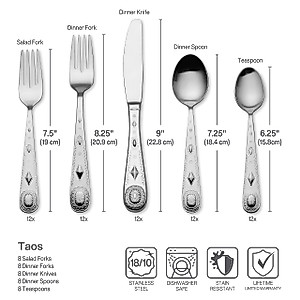 Wallace Taos 45-Piece Stainless Steel Flatware Set, Service for 8