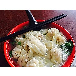 JapanBargain 2384x4, Set of 4 Asian Japanese Chinese Wonton Soba Rice Pho Ramen Noodle Soup Spoons, Black/Red