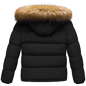 CREATMO US Boy's Padded Winter Coat Windproof Puffer Jacket With Removable Hood Black 14/16