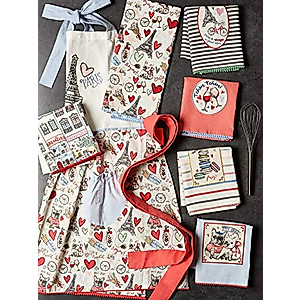 DII I Love Paris Collection Kitchen, Dishtowel Set, 18x28, Eiffel Tower, 4 Piece