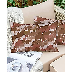 Funnywall88 Waterproof Throw Pillow Covers Set of 2 Camouflage Netting Camo Couch Pillow Cases Outdoor Sofa Cushion Cover Home Decor for Bed Living Room, 20" x 12"