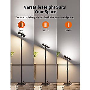 SYMPA LED Floor Lamp, Floor Lamps for Living Room, 30W Main Light and 15W Side Reading Lamp, 3000K-6000K Colors & Brightness Adjustable Standing Lamp with Touch Control Memory Function, 1H Timer