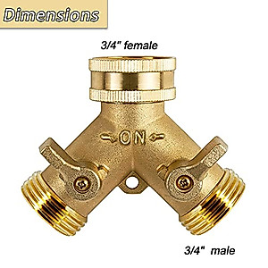Triumpeek Brass Garden Hose Splitter, 3/4 Inch Brass Hose Connector, 2-Way Y Brass Hose Connector