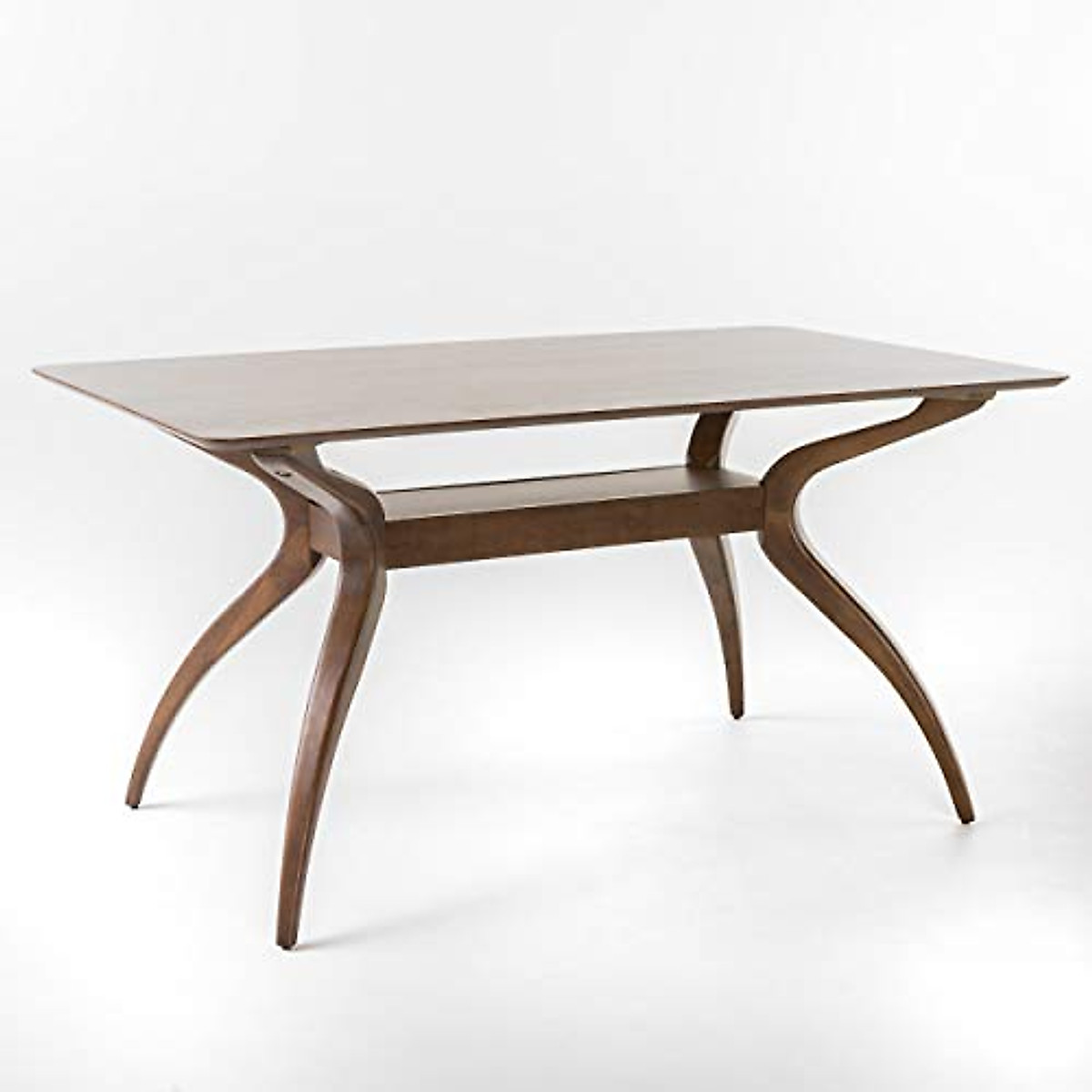 Christopher Knight Home Orrin Curved Leg Rectangular Dining Set, 5-Pcs Set, Natural Walnut / Light Beige