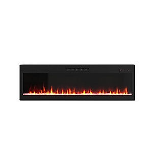 Bridgevine Home 60 inch Recessed and Wall Mounted Electric Fireplace - Modern Touch Screen Fireplace Insert with Adjustable Flame Color and Speed. Includes a Remote Control with Timer.