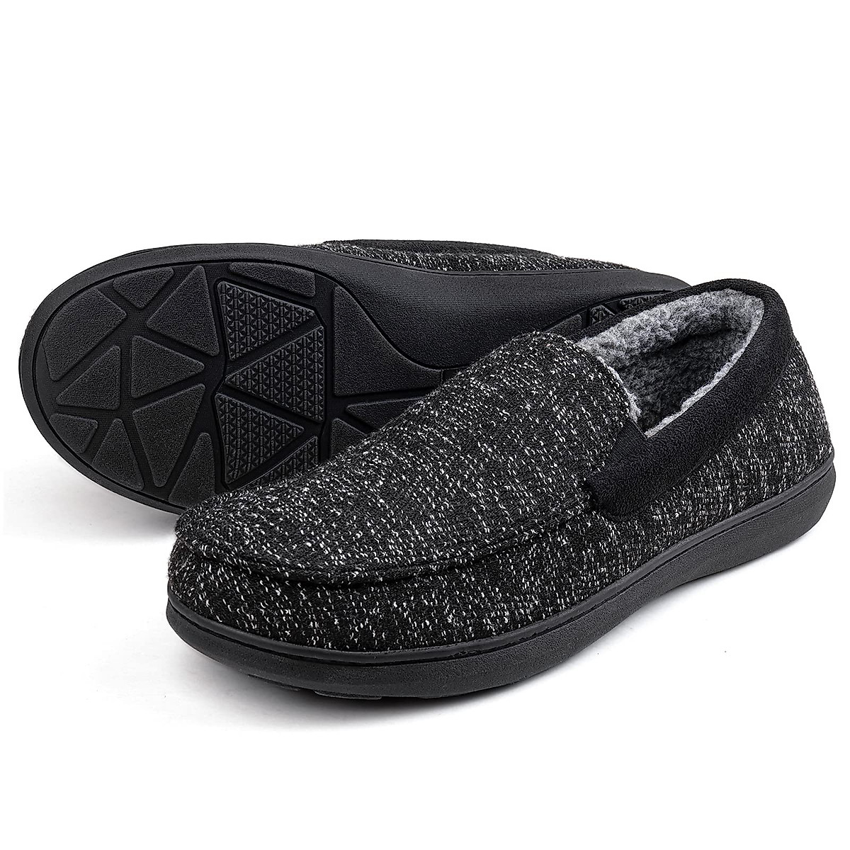 RockDove Men's Sherpa Lined SILVADUR Memory Foam Moc Slipper, Size 10 US Men, Black