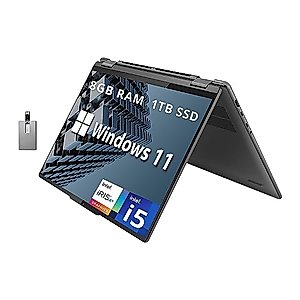 Lenovo Yoga 7i 16" WUXGA 2-in-1 Touchscreen Laptop, Intel Core i5-1335U, 8GB LPDDR5 RAM, 1TB SSD, Backlit Keyboard, Fingerprint Reader, Intel Iris Xe, FHD Webcam, Grey, Win 11, 32GB USB Card