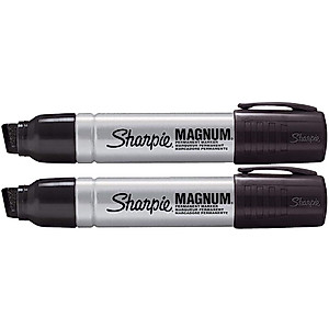 Sharpie 44001 Oversized Chisel Tip Extra Wide Magnum Permanent Marker (2 Pack), Black, Sturdy Extra-wide Felt Chisel Tip, Quick-drying Ink is Fade-and Water-Resistant