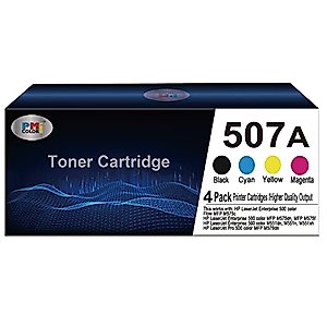 HP 507A Black,Cyan,Yellow,Magenta Toner Cartridge （4 Pack） Works with HP Laserjet Enterprise 500 Color M551, HP Laserjet Enterprise 500 Color MFP M575, HP Laserjet Pro 500 Color MFP M570 Series