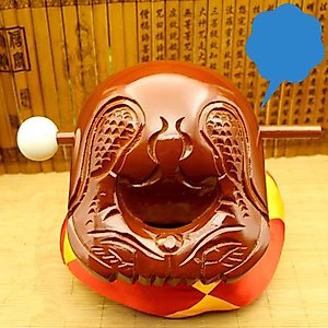Buddhist Camphorwood Wooden Fish Temple Block Zen Drum with Mat 4 inch