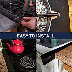 Meegoo Silicone Stove Gap Covers, 2 Pack Heat Resistant Flexible Oven Gap Filler Seals Gaps Between Stovetop and Counter, Prevents Counterspace Mess (21 Inches, Black)