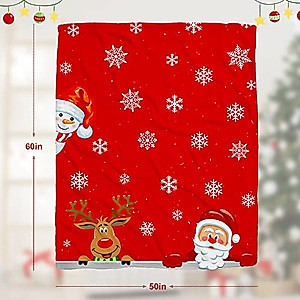 OHDS Christmas Blanket Fleece Sherpa Throw Blanket, Soft Cozy Warm Fuzzy Holiday Blanket, Plush Fluffy Christmas Throw Blanket for Couch Bed, 50" X 60"