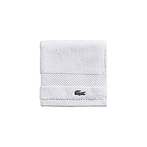 Lacoste Heritage Supima Cotton Wash Cloth, White, 13" x 13"