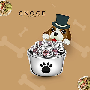 GNOCE Pet Food Bowl Charm Bead 925 Sterling Silver Charms Fits For Bracelet/Necklace Jewelry Gift For Women Wife