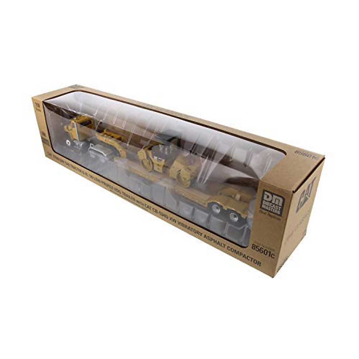 1:50 Scale Caterpillar CT660 Day Cab Tractor & XL120 Low-Profile HDG Trailer with Caterpillar CB-534D XW Vibratory Asphalt Compactor - Diecast Masters - 85601C - Core Classics