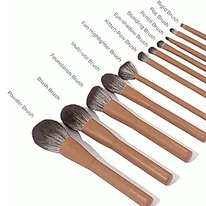 Makeup Brush Set- brush bubble full set makeup brushes for liquid foundation, powders, creams and shadows. 11 Piece Vegan, Silver-infused, soft luxury