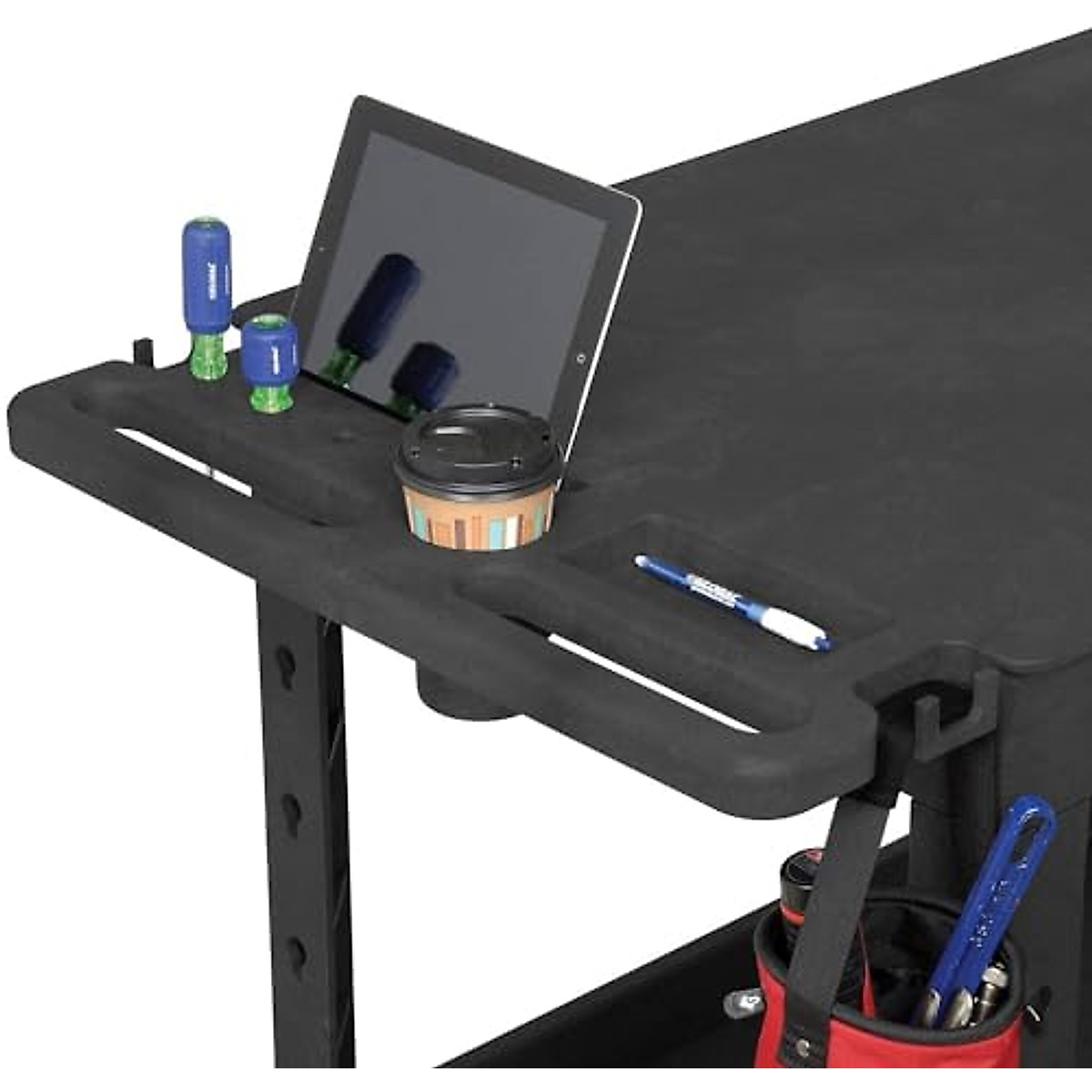 Global Industrial Industrial Service & Utility Cart, Plastic 2 Flat Black Shelf, 44” x 25-1/2”, 5" Rubber Casters