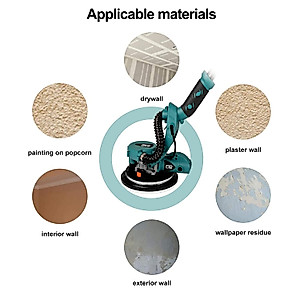 Drywall Sander, Prostormer 6.5A Electric Drywall Sander Machine with Automatic Vacuum System, 500 to 1800RPM Variable Speeds, LED Light, 13Pcs Sanding Pads, Extendable Handle and Carrying Bag