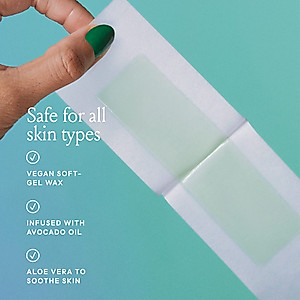 Billie Wax Kit - Body & Underarm - Easy & Convenient - No Heat - Made With Aloe & Avocado Oil - Vegan Soft-Gel - 36 wax strips - 6 post-wax serum wipes