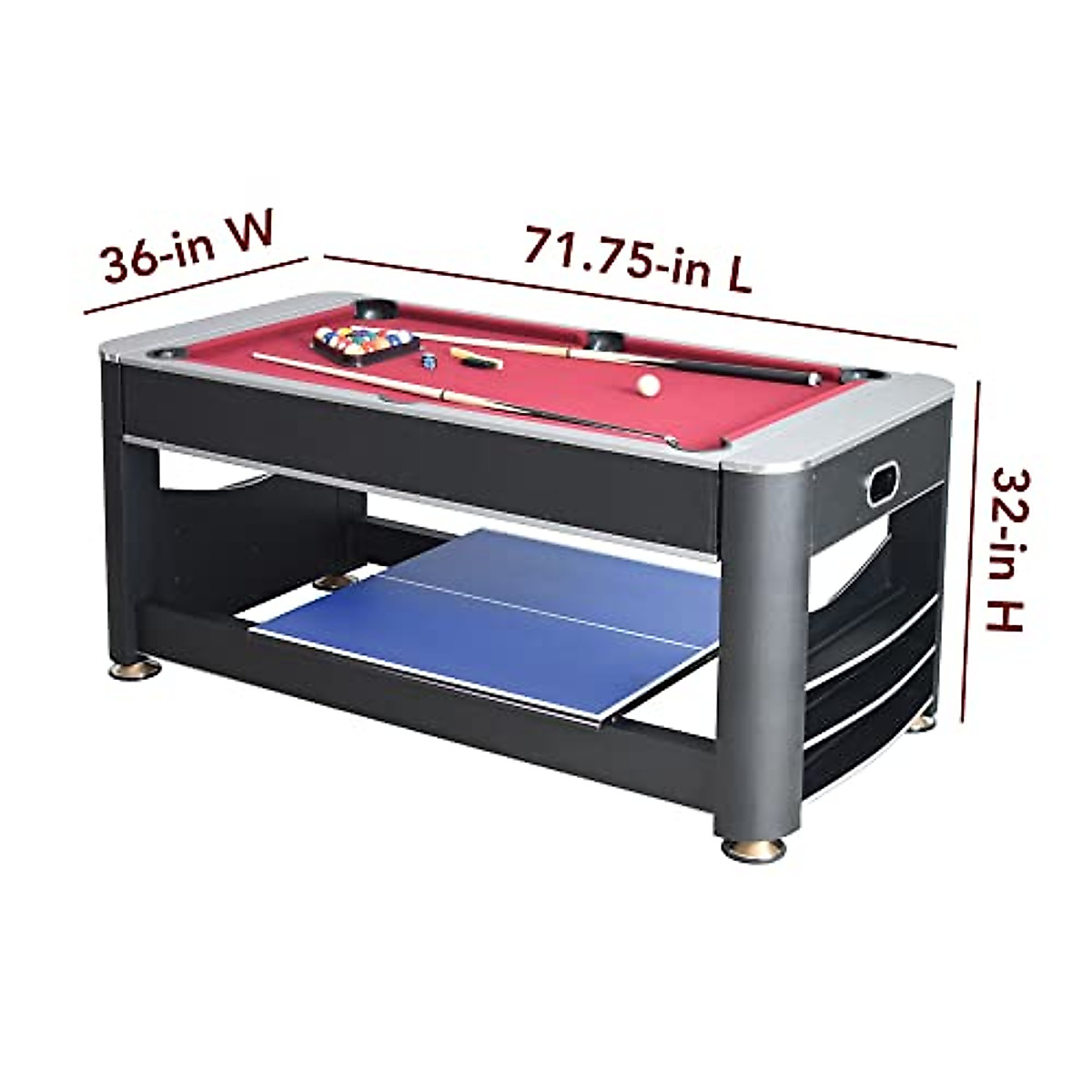 Triple Threat 6-ft 3-in-1 Multi Game Table with Billiards, Air Hockey, and Table Tennis