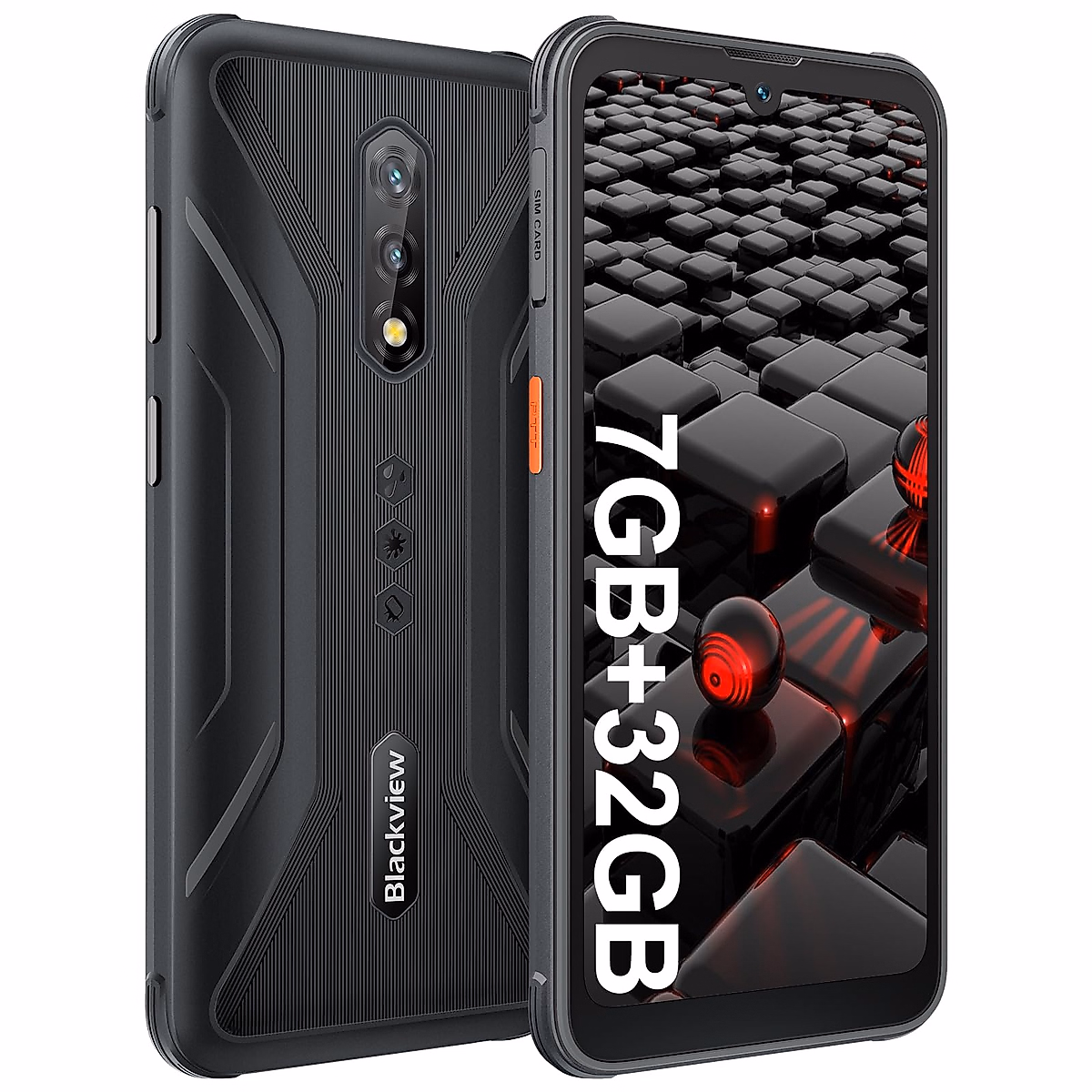 Blackview Phone BV5200, Rugged Phone 7(4+3) GB+32GB 1TB Expand, 6.1'' Incell 13MP Camera Smartphones, 5180mAh Rugged Smartphone, 3 Card Slots, IP69K, Face ID, Glove Mode, NFC/OTG/4G LTE+5G WiFi-Black