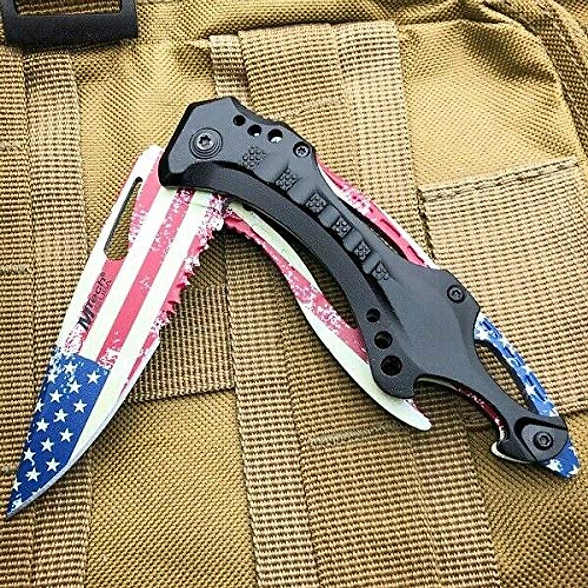 S.S. Folding Knives 8inch American Flag Open Folding Pocket Knife Bottle Fold Outdoor Survival Hunting Knife for Camping by Survival Steel