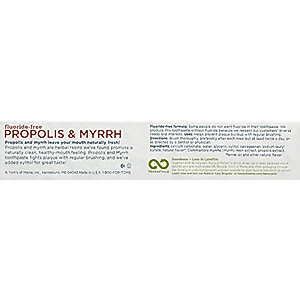 Tom's of Maine, Propolis & Myrrh Fluoride Free Toothpaste - Fennel, 5.5 Ounce