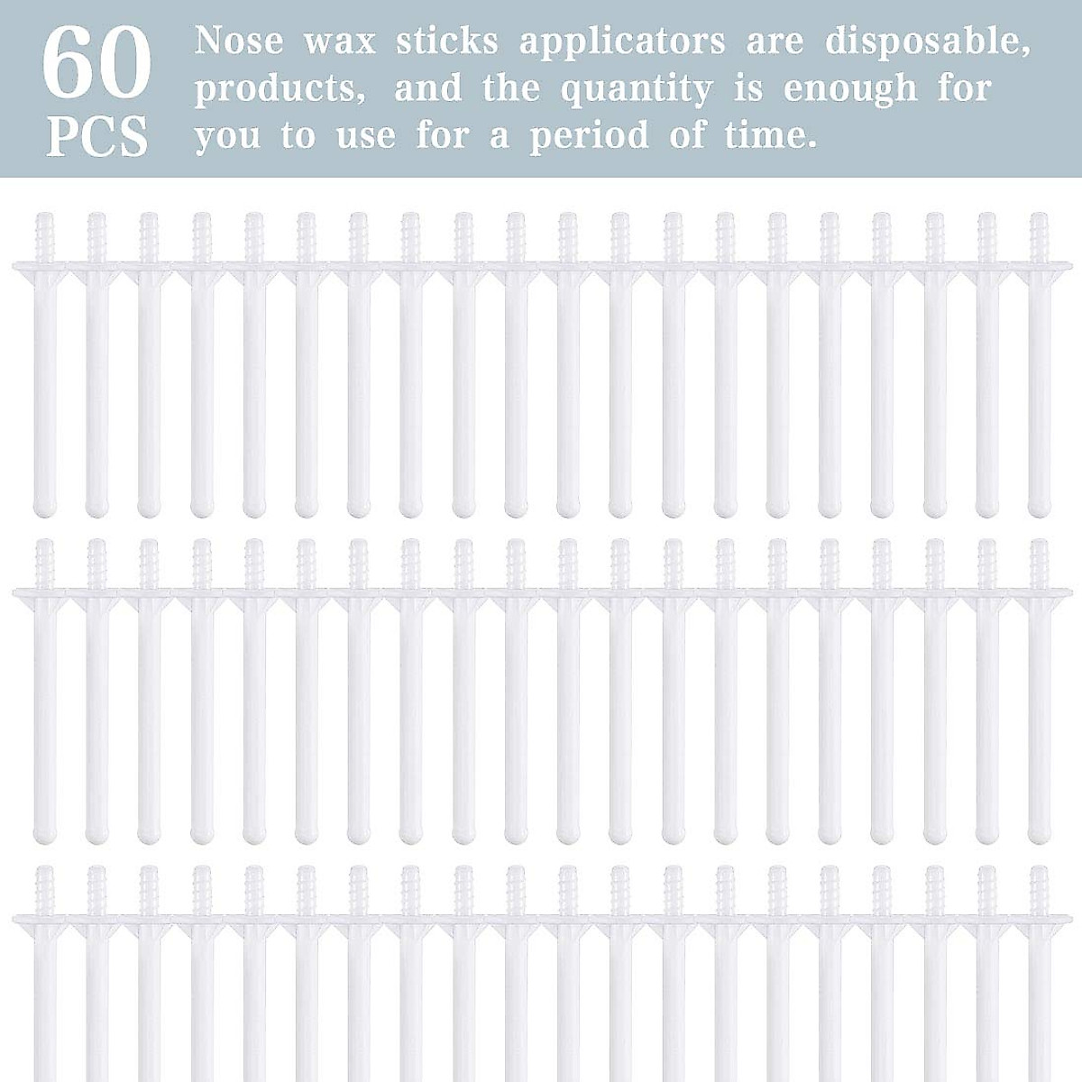60 Pieces Plastic Wax Applicator Wands with Disposable Spatulas for Nose Hair Removal and Nostril Cleaning