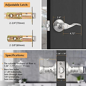 Probrico Passage Door Levers Satin Nickel Interior Door Handle for Hallway and Closet, Keyless Non-Locking Door Levers, 3 Pack