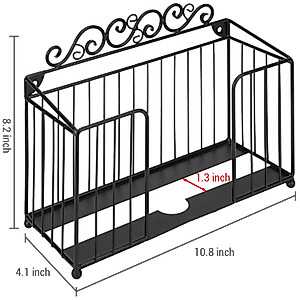 MyGift Black Metal Bathroom Paper Towel Holder with Scrollwork Design, Trifold Z-Fold Dispenser, Wall Mounted Commercial Folded Disposable Paper Towel Rack