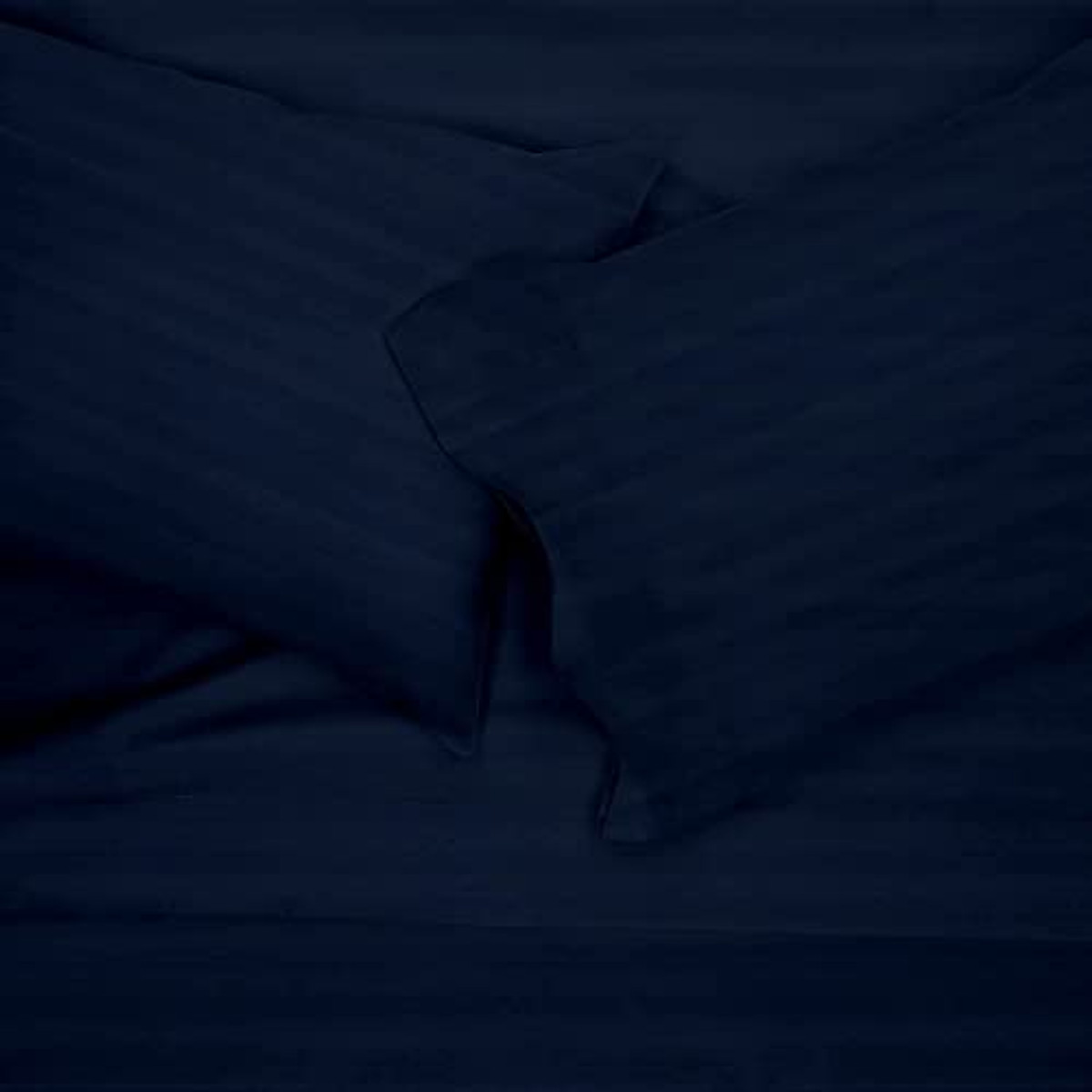 Sunday Home 400 Thread Count 100% Cotton Sheets Damask Stripe Navy Blue Queen Sheets Set 4 Piece - Ultra Soft Long Staple Sateen Weave Luxury Bed Sheet Set with 16" Deep Pockets - Oeko Tex Certified