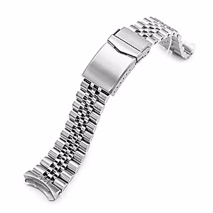 MiLTAT 22mm Super-JUB Watch Band compatible with Seiko 5 Sports SRPD51 SRPD55 SBSA003, V-Clasp, Brushed