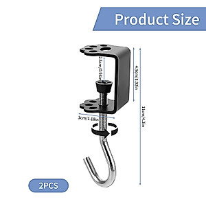 Grevosea 2PCS Desk Mount Bag Holder Hook, Universal Cat Claw Shape Bag Hook Portable Clamp-On Backpack Hanger Black Headphone Holderfor Table Desk Under Counter