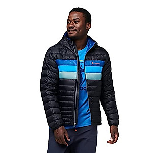 Cotopaxi Fuego Down Hooded Jacket - Men's Black & Pacific Stripes Medium
