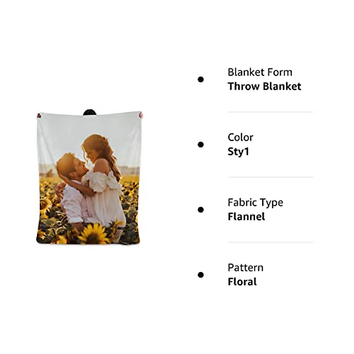 Custom Blanket with Photo Text Personalized Throw Blanket Made in USA Blanket Customized Picture for Baby Mother Father Adult Friends Lovers Dog Pets Personalized Gift Birthday (sty1)