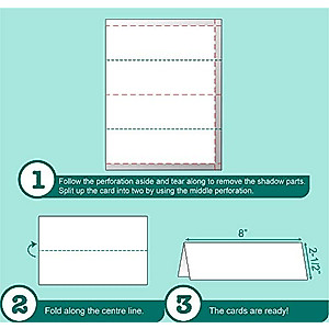 KARRES (QTY 120) 2.5 x 8 Inches Blank Table Place Tent Cards for Weddings Banquets Events Table Seating Food Labels