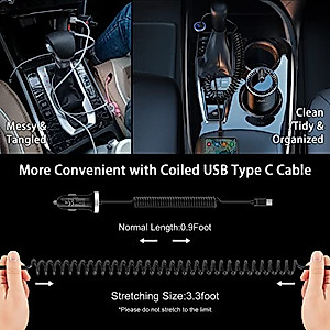 USB C Pixel 7 Car Charger,Fast Android Auto Phone Car Plug for Google Pixel 7 Pro 6a 6 Pro,5a 5 4XL,Cigarette Lighter Adapter Type C Coiled Cable 3FT for Samsung Galaxy S23 A13 5G,A53,A32 S22Ultra,S21