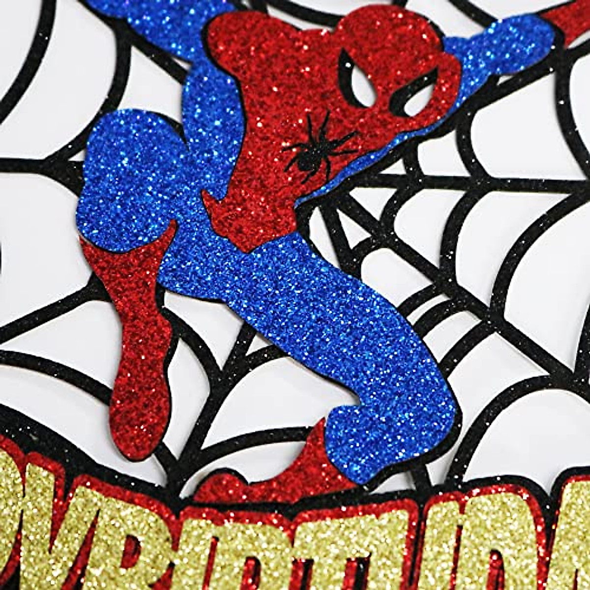 Spider Happy Birthday Cake Topper - Super hero Theme Cartoon Movie Cake Decoration for Kids Party Supplies