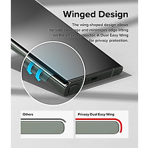 Ringke Privacy Dual Easy Wing [Anti-spy] Compatible with Samsung Galaxy S23 Ultra Privacy Screen Protector 5G, Self-Healing Properties Anti-Fingerprint Coating Film with Easy Application Kit