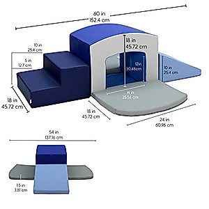 Factory Direct Partners 12825-NVPB SoftScape Playtime Grow-n-Learn Tunnel Climber Plus Pads for Toddlers and Kids(3-Piece) - Navy/Powder Blue, 12825-NVPB