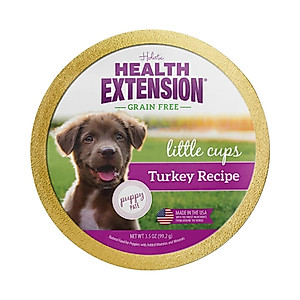 Health Extension Little Cups Grain-Free Wet Dog Food, Puppy Pate - Turkey 3.5 oz - Nutrient-Rich, Easy to Digest, Ideal for Puppies (Case of 12 Cups)