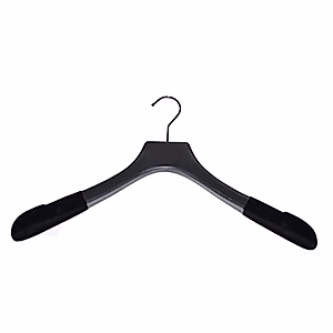 Premiere Luxe Wood Hangers - Heavy Duty Premium Wood Hangers with Velvet Flocking for Coats, Suits, and Jackets - Non Slip, Slim and Space Saving Hanger (Black with Black Velvet, 6 Pack)