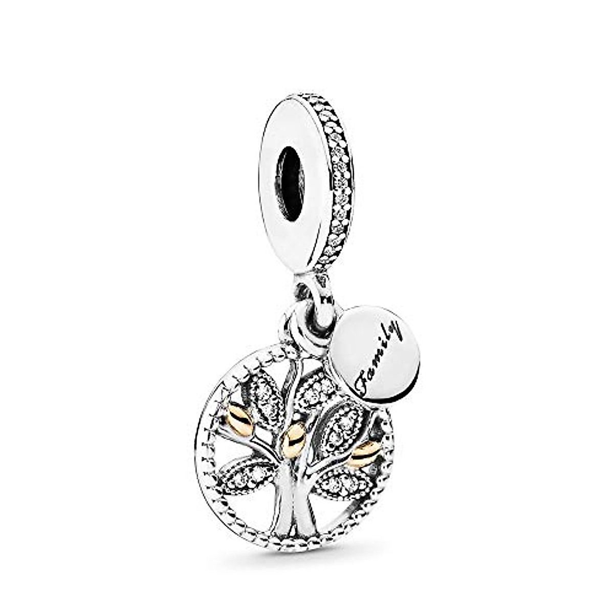 MiniJewelry Family Tree Dangle Charm Fits Pandora Bracelets Necklace Pendant Women Mother Daughter Granddaughter Birthday Christmas Sister Crystal Clear CZ