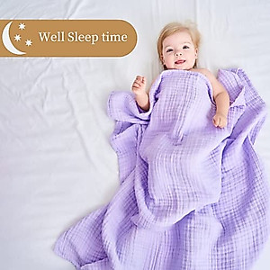 HardNok Muslin Swaddle Blanket 6 Layer Gauze, Super Soft Swaddle Wrap Blanket/Bath Towel/Nursing Cover/Bed Blankets for Boys Girls as Shower Gift (1, Noble Purple)